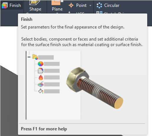 Autodesk Inventor 2024 – New Finish feature – ARKANCE UK Community