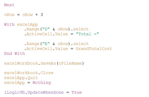 Exporting data into Excel from Inventor using iLogic – ARKANCE UK Community
