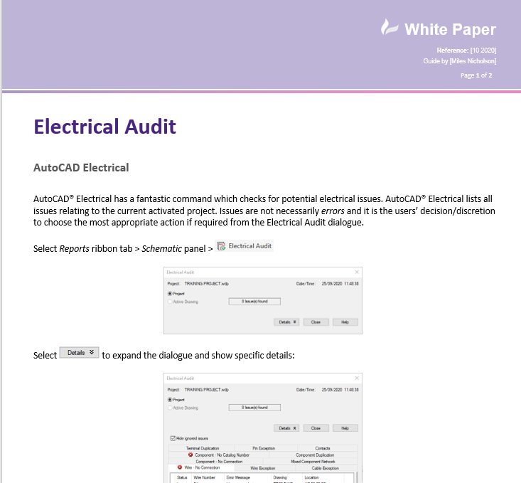 AutoCAD Electrical 2021 – Electrical Audit – ARKANCE UK Community