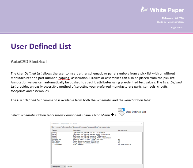 AutoCAD Electrical 2021 - User Defined List – ARKANCE UK Community