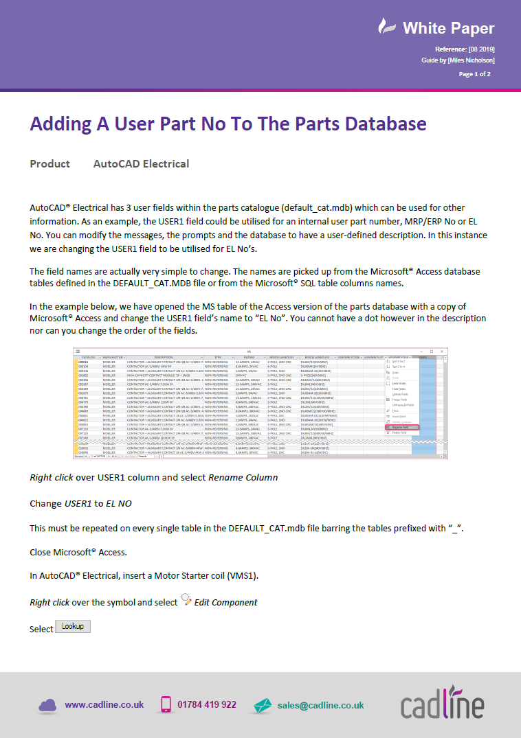 AutoCAD Electrical 2020 - Adding A User Part No To The Parts Database ...