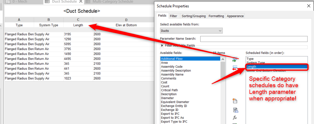 Revit Tip – Need length parameter in a MEP Multi-Category Schedule ...