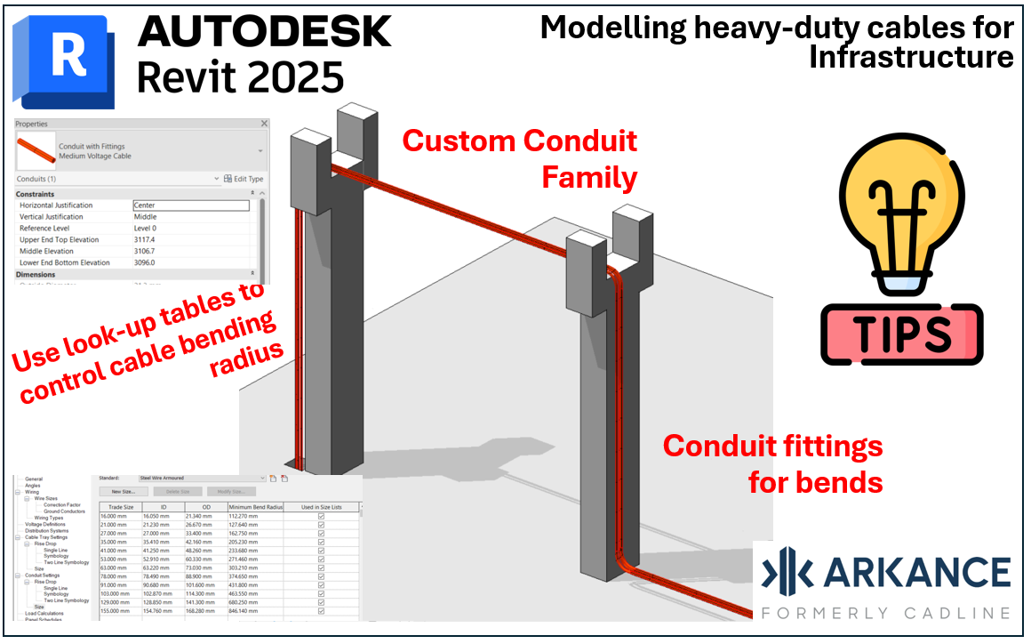 Revit Tip – Modelling Heavy Duty Cables or Wires using Conduits – ARKANCE UK Community